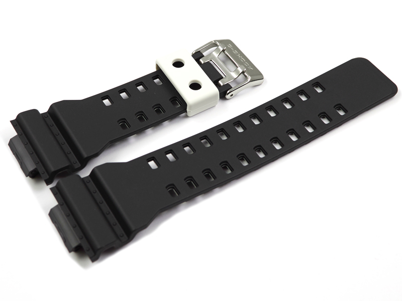Casio Black Resin Watch Strap with white loop for GA-100BW, GA-110BW