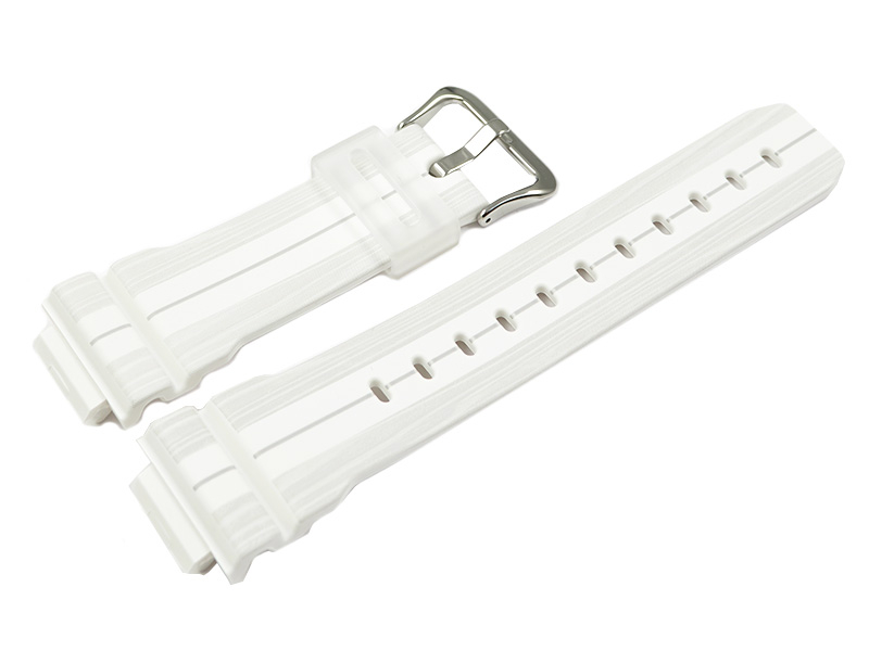 Genuine Casio White Resin Watch Strap GWX-5600WA-7 with gray stripe p