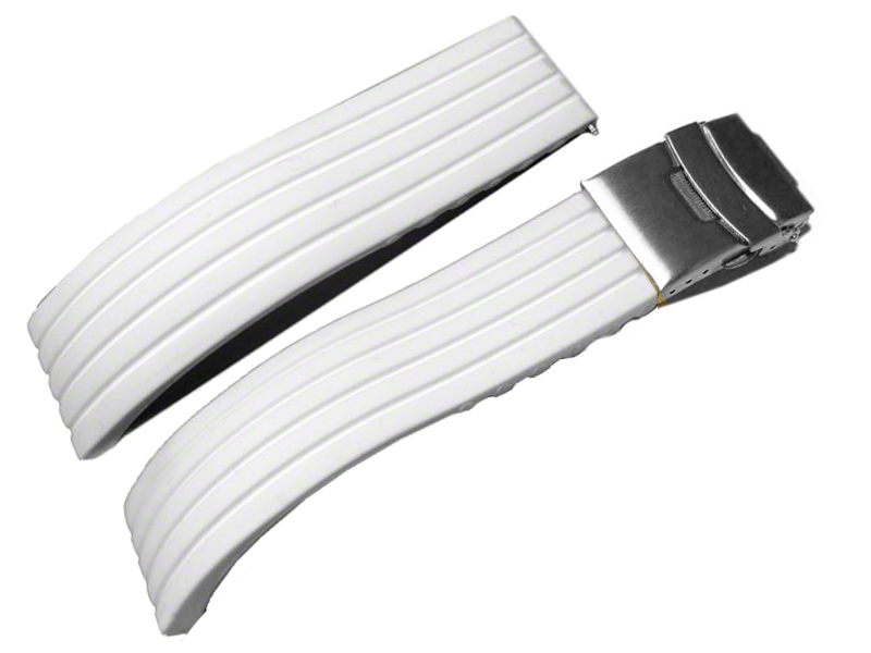 Deployment Clasp Silicone Rubber Stripes Waterproof White