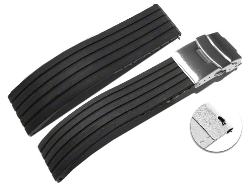 Quick Release Deployment clasp Silicone Rubber Stripes Waterproof bla