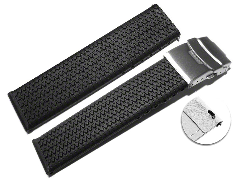 Quick Release Deployment clasp Silicone Profile Waterproof black 18mm